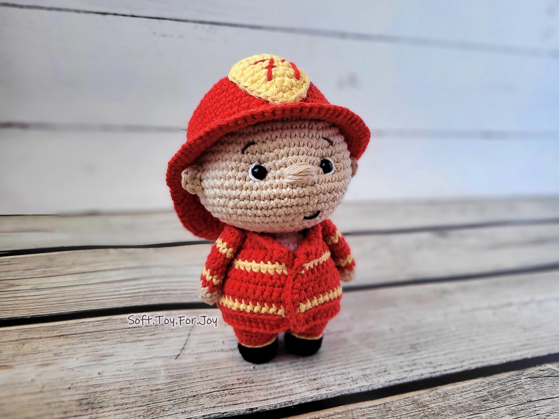 Charlie the Firefighter Crochet PATTERN Crochet Fireman - Etsy