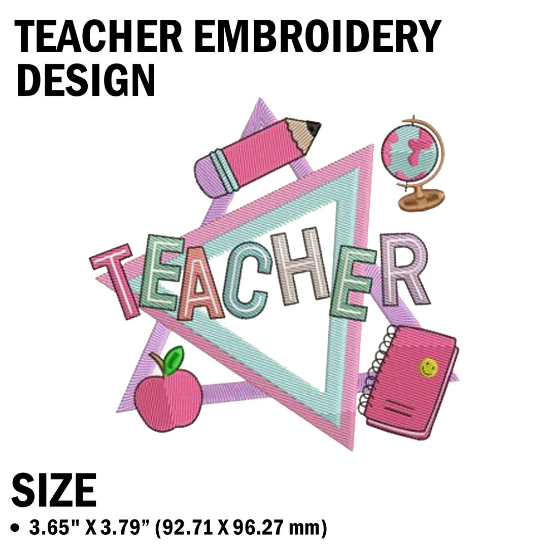 Teacher Machine Embroidery Design, Teacher Digital Stitch Pattern, Back ...