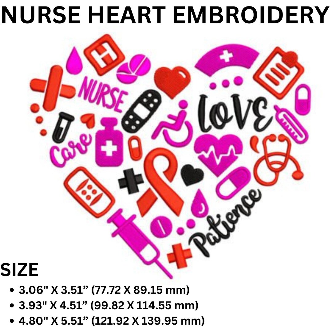 A Heartfelt Tribute: Nurse Embroidery Design Compassion, Love, Care ...