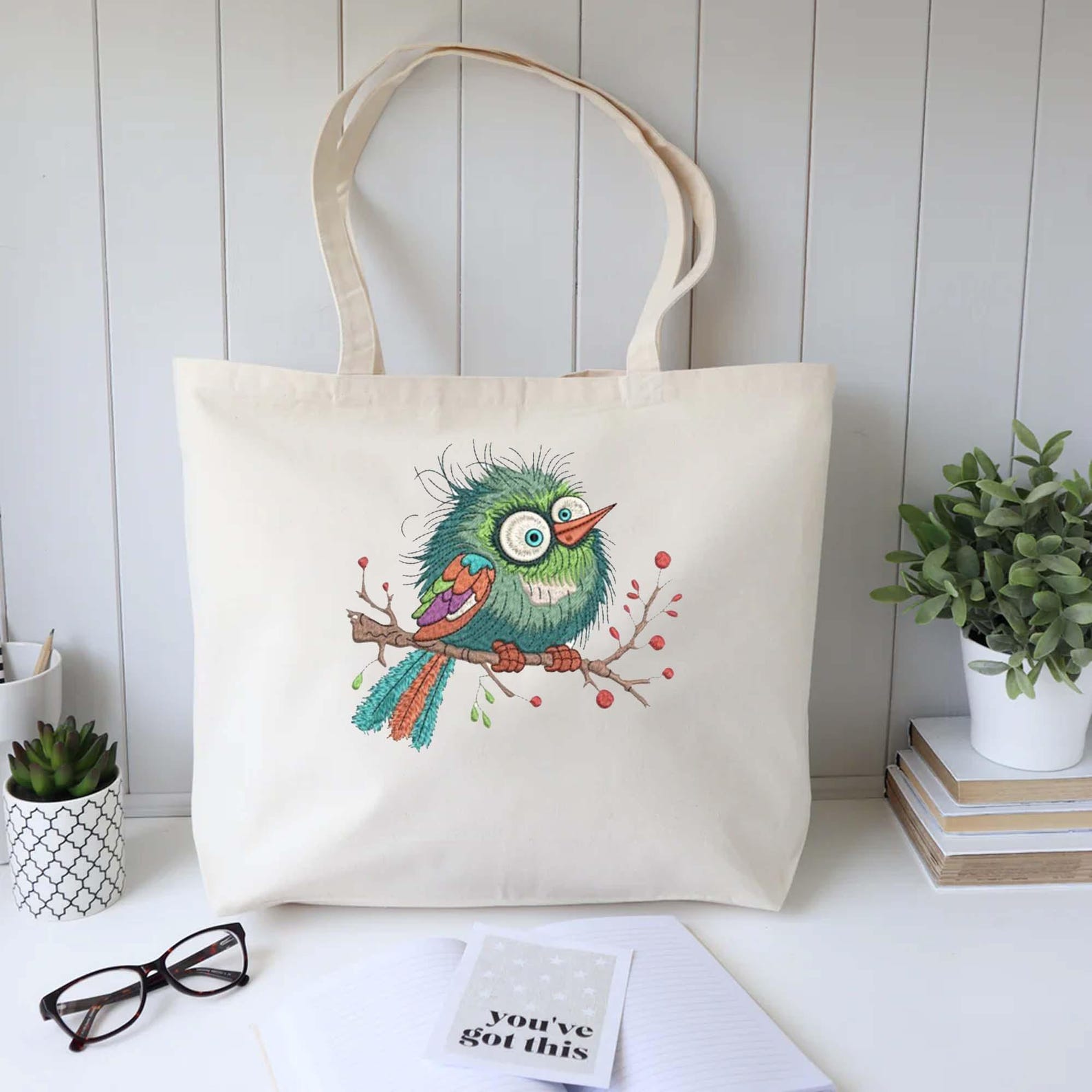 Funny Crazy Bird Embroidery Design, Cute Bird Machine Embroidery File ...