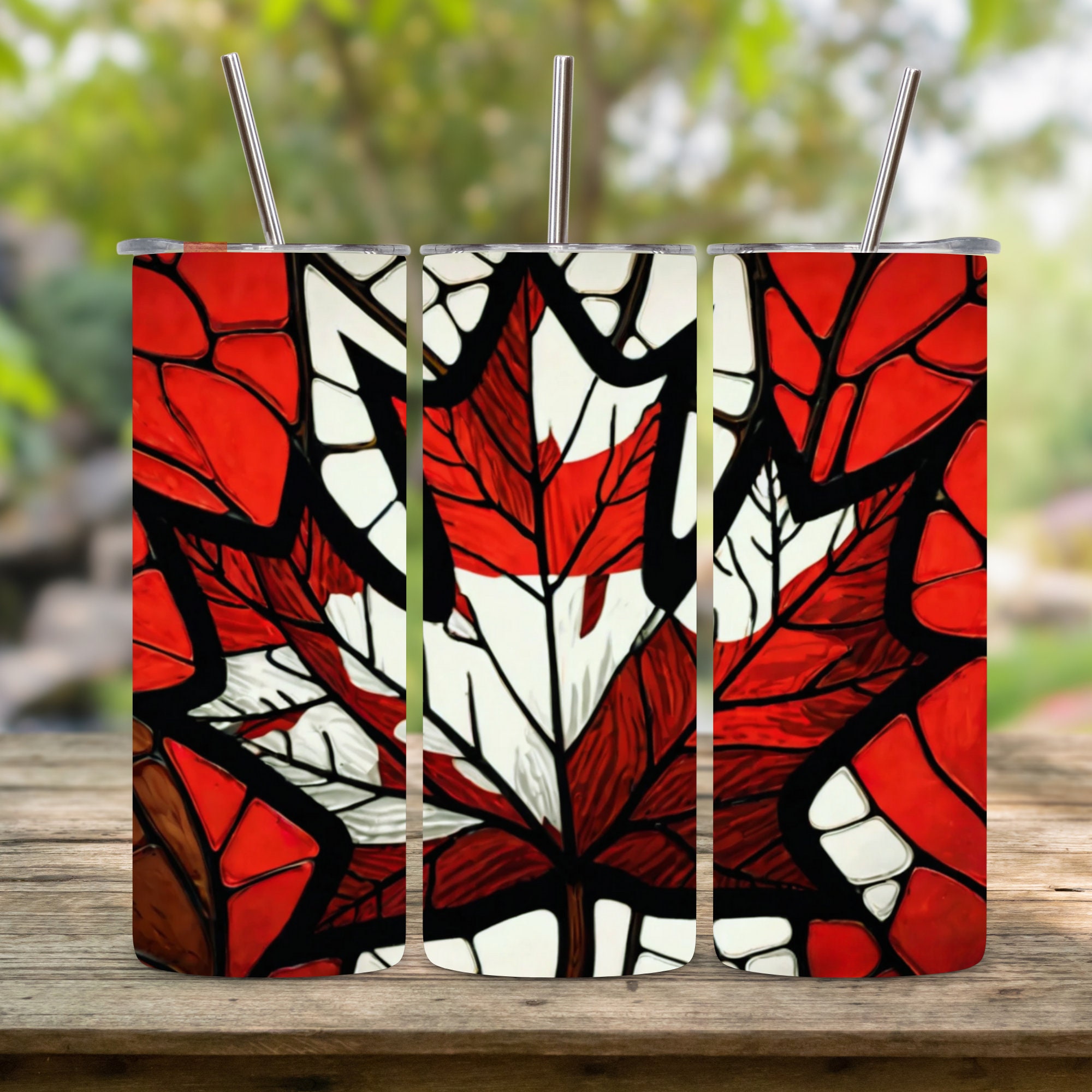 Stained Glass Canadian Flag 20 Oz Skinny Tumbler Sublimation Design ...