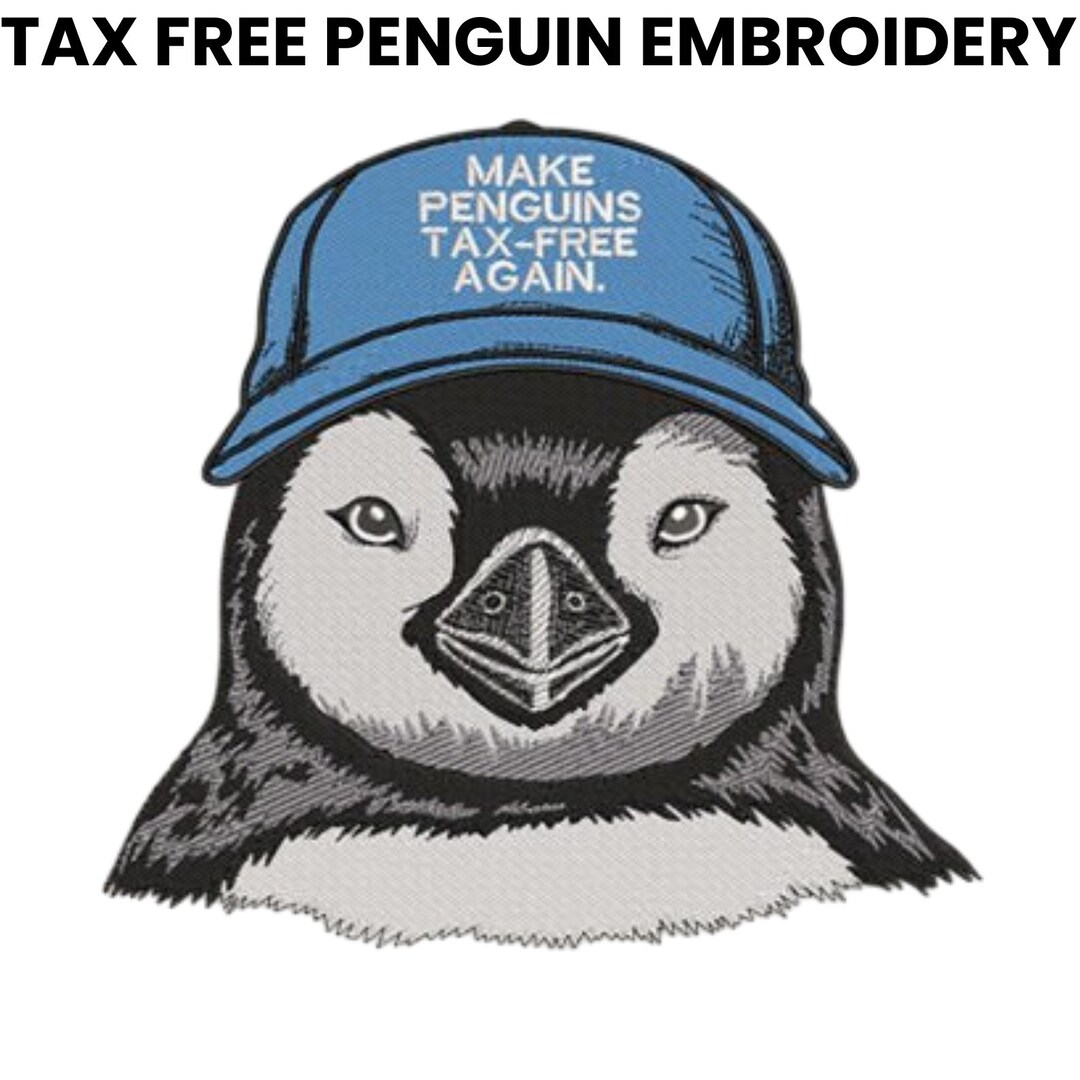 Tax Free Penguin Embroidery Files, Penguin With Cap Embroidery, Tax ...