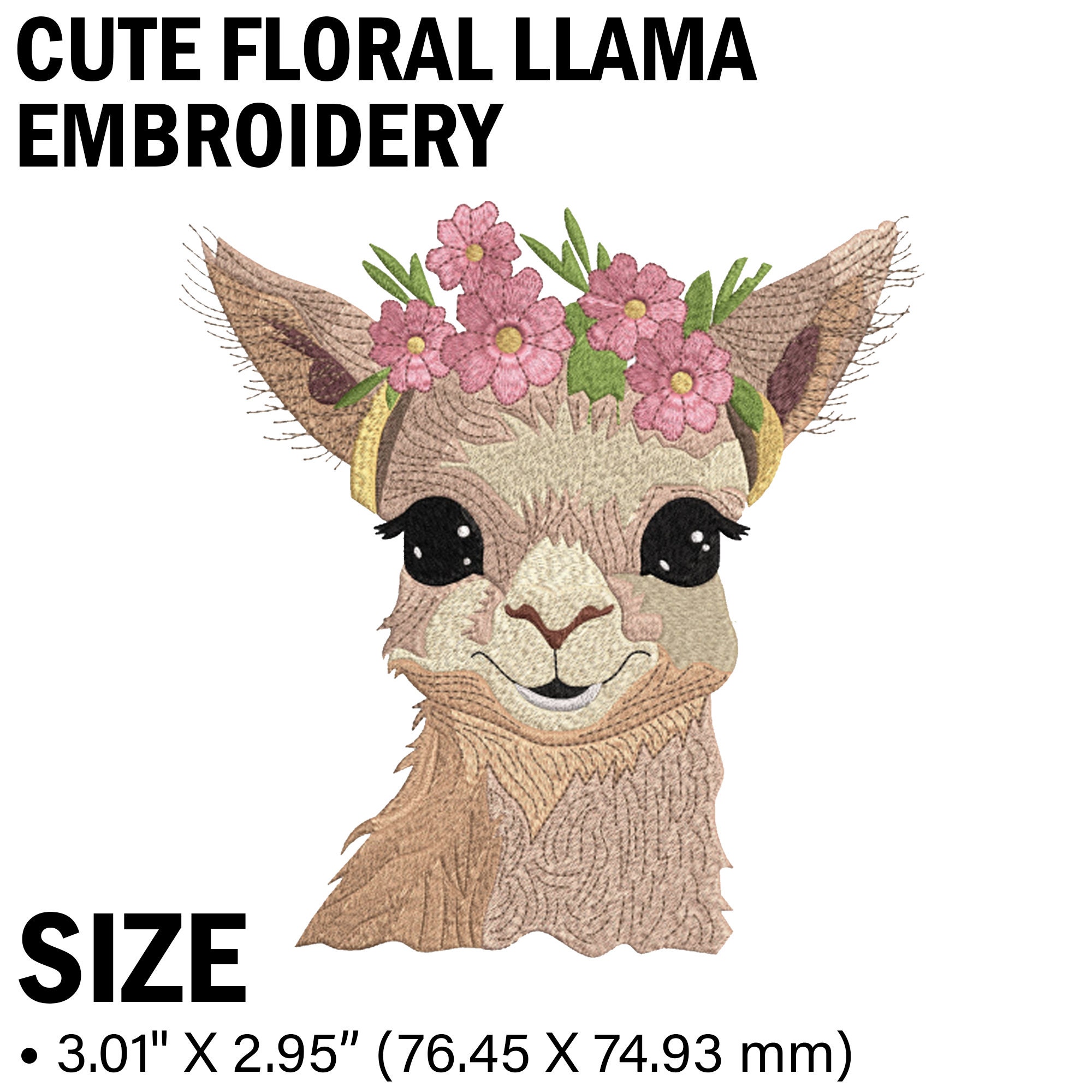 Floral Llama Embroidery Design, Llama Embroidery, Instant Download ...