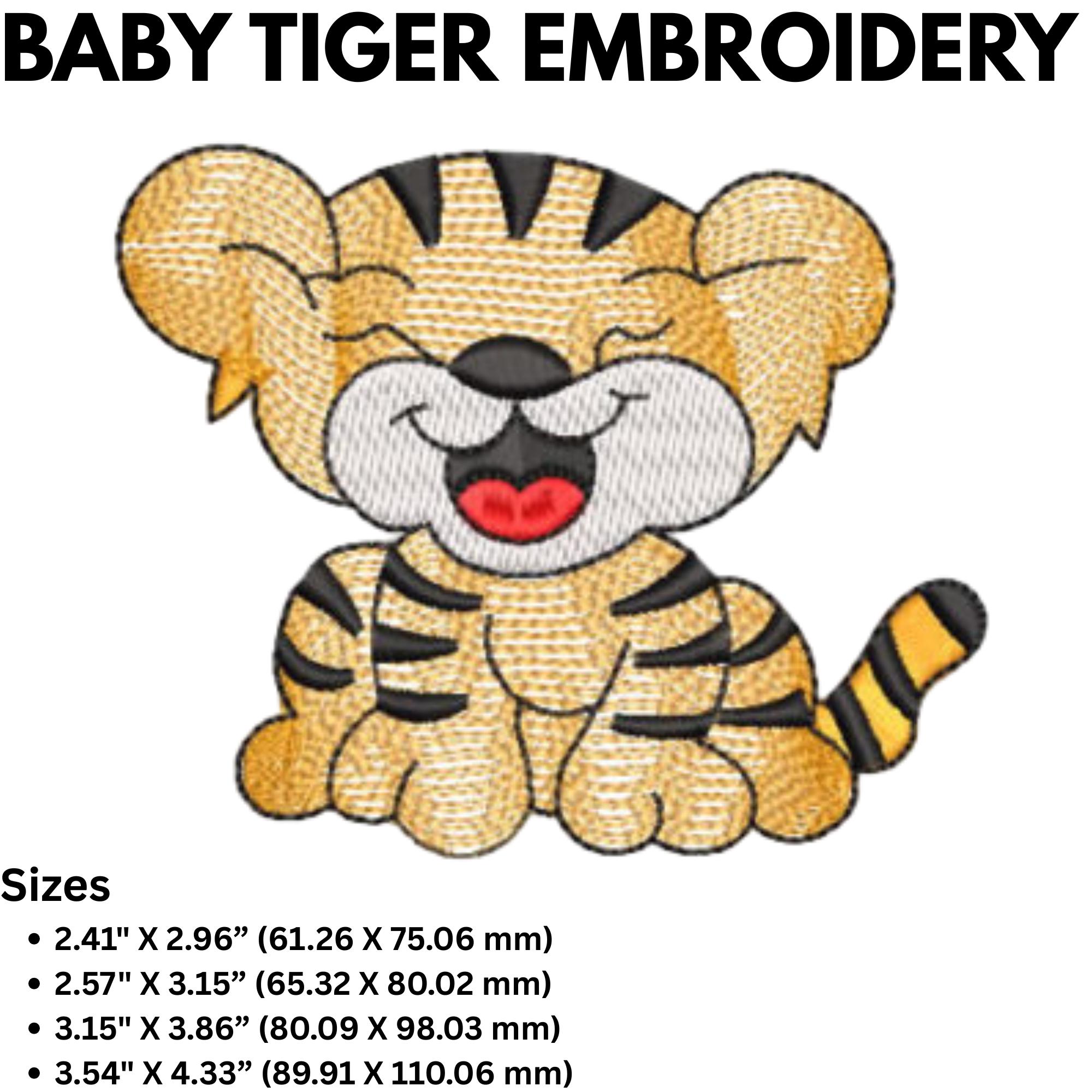 Baby Tiger Embroidery Files, PES, Cute Little Tiger Machine Embroidery ...