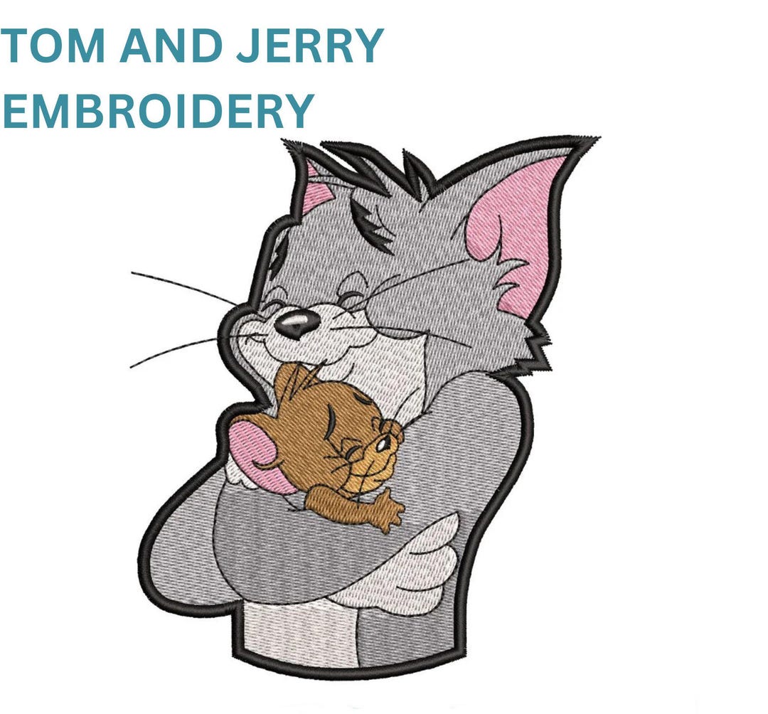 Tom and Jerry Hugs Machine Embroidery Design, Funny Cartooncharacter ...