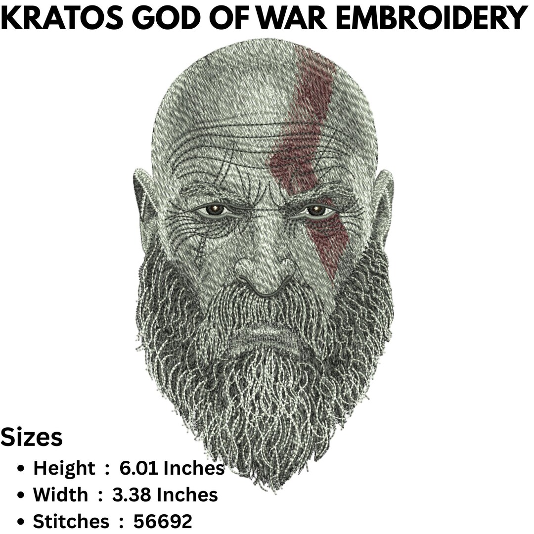 Kratos God of War Machine Embroidery, Warriors Machine Embroidery ...