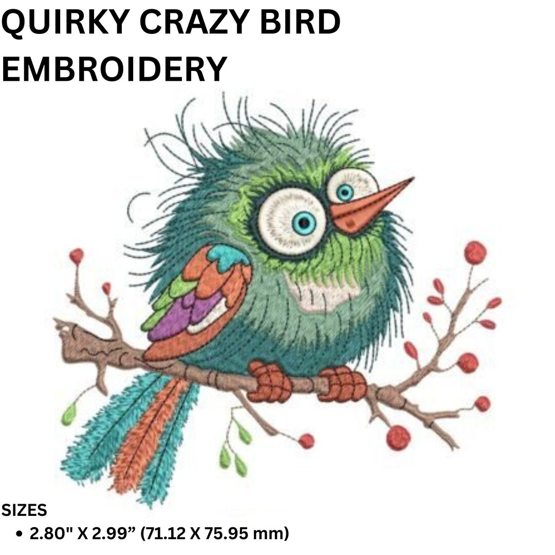 Funny Crazy Bird Machine Embroidery Design (instant Download) - Etsy