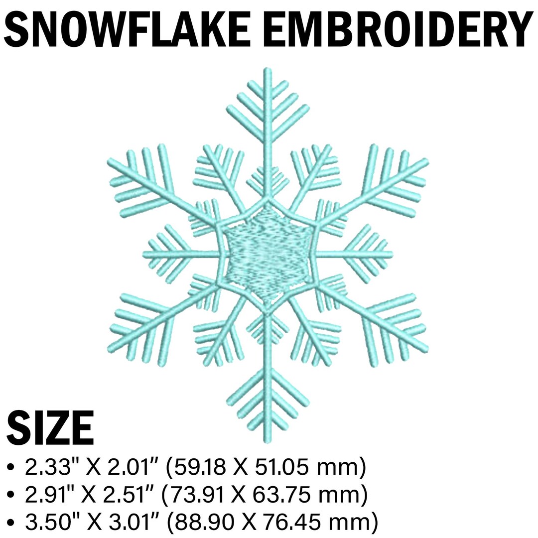 Snowflake Machine Embroidery Designs, 3 Sizes, Snow Snowflake Winter ...