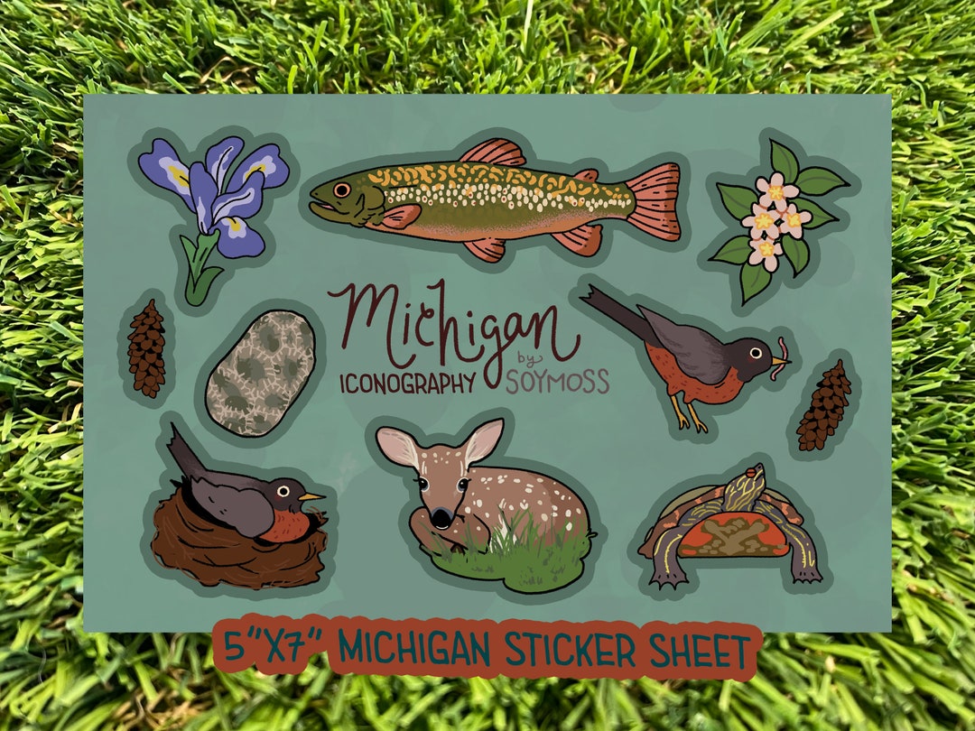 Michigan Iconography Sticker Sheet - Etsy