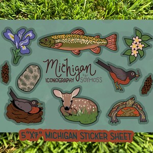 Michigan Iconography Sticker Sheet - Travel Waterproof Sticker Laptop ...