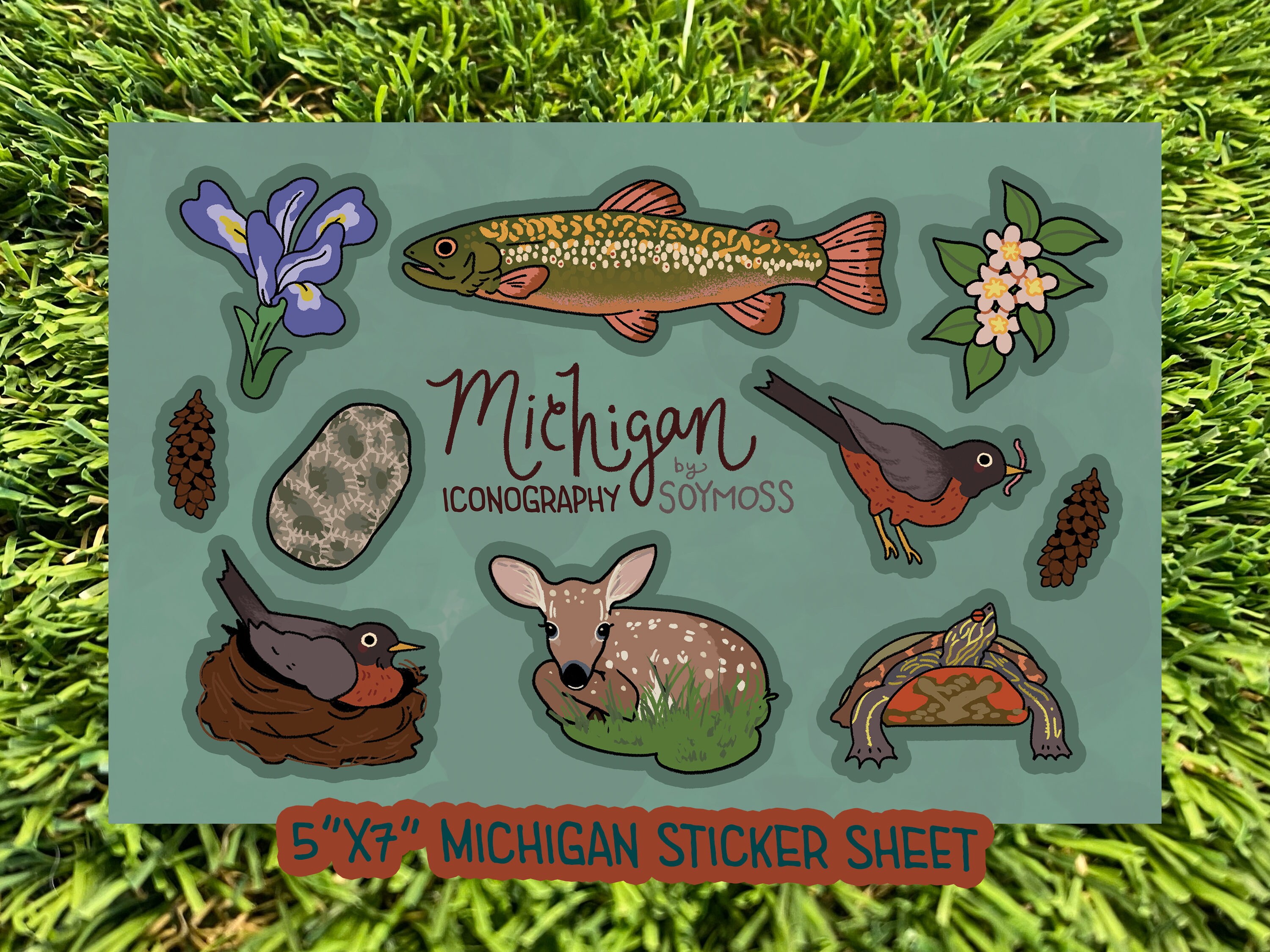 Michigan Iconography Sticker Sheet - Etsy