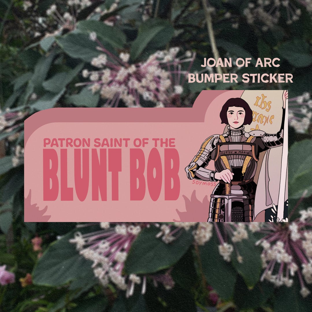 Patron Saint of the Blunt Bob Joan of Arc Bumper Sticker - Etsy