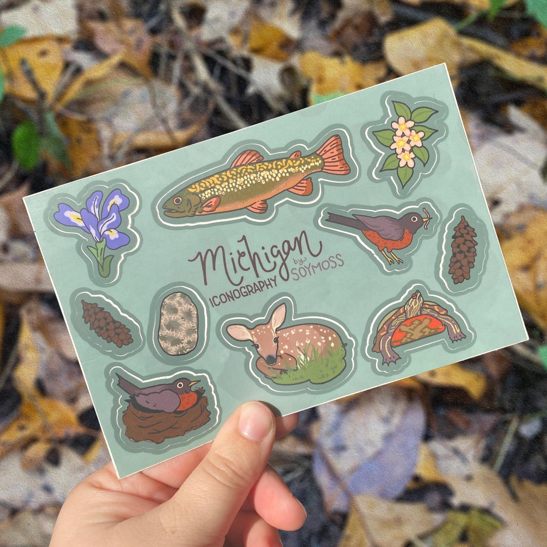Michigan Iconography Sticker Sheet - Etsy