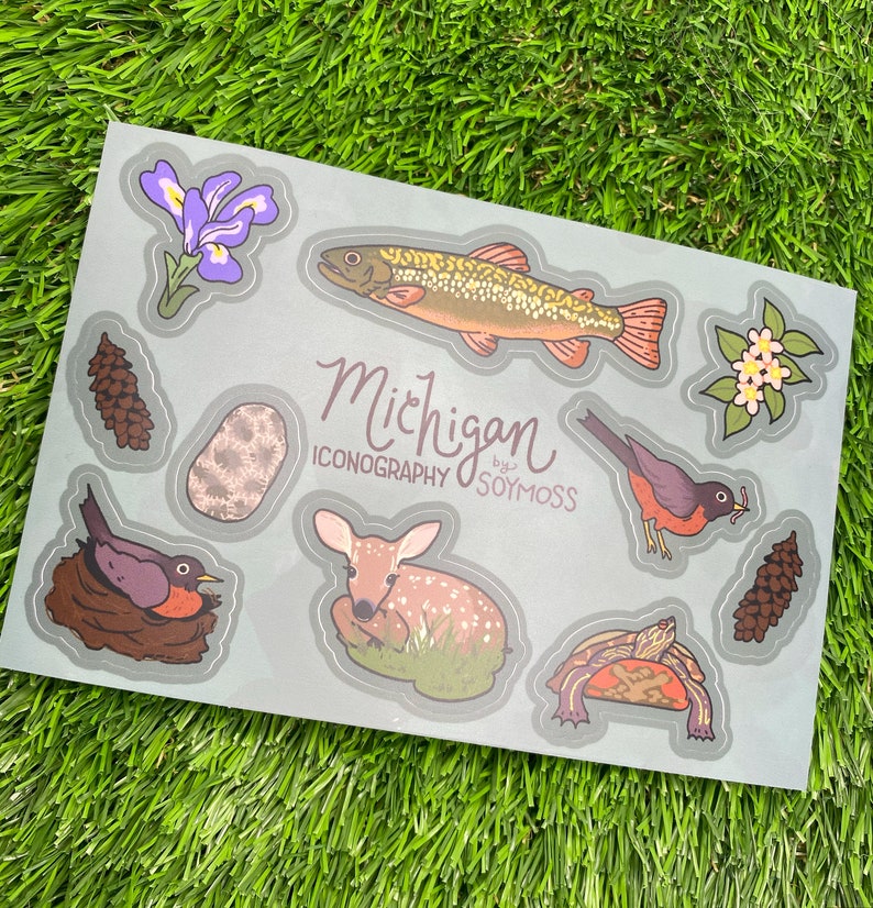 Michigan Iconography Sticker Sheet - Etsy