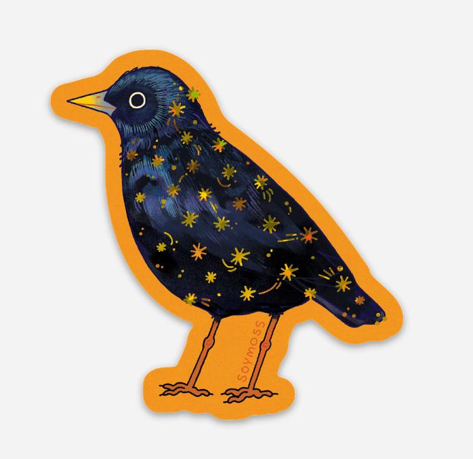 Starling Glitter Sticker - Etsy