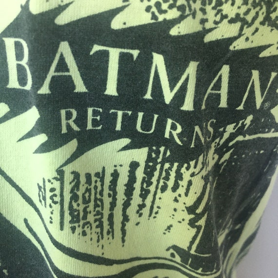 Rare! 1991 BATMAN RETURNS Double Sided Neon Lime Tee … - Gem
