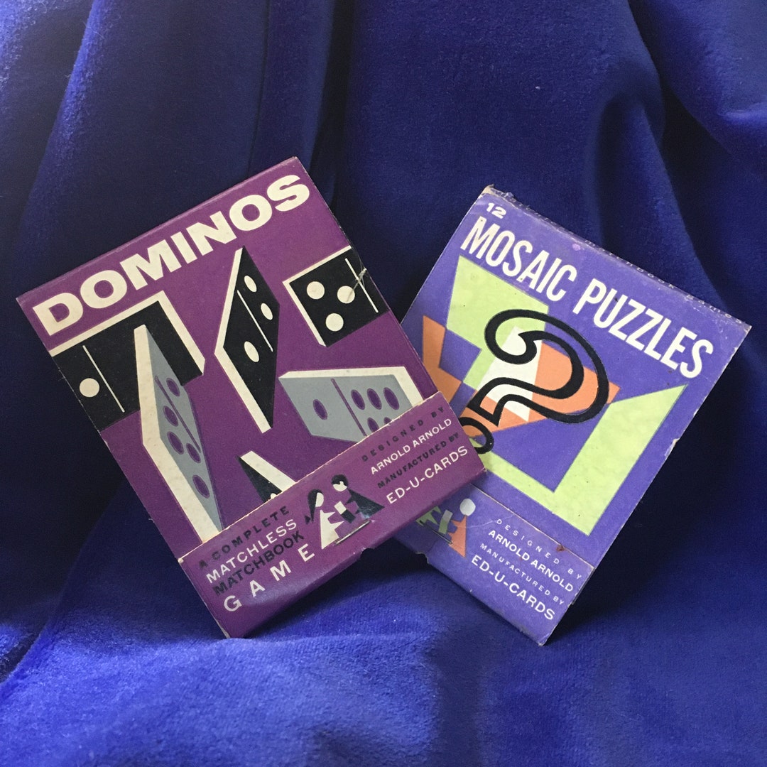 Rare! Vintage 60s Matchless Matchbox Games ED-U-CARDS Dominoes / Mosaic ...