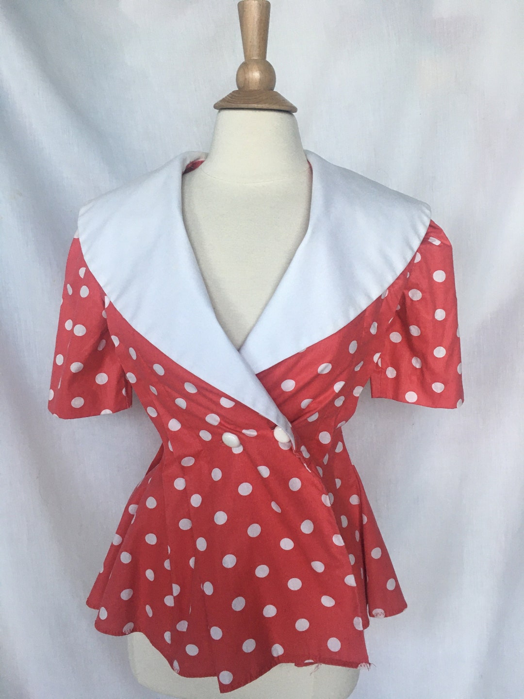 Vintage Early 90s Red / White Polka Dot Jacket Top W/ Peplum - Etsy