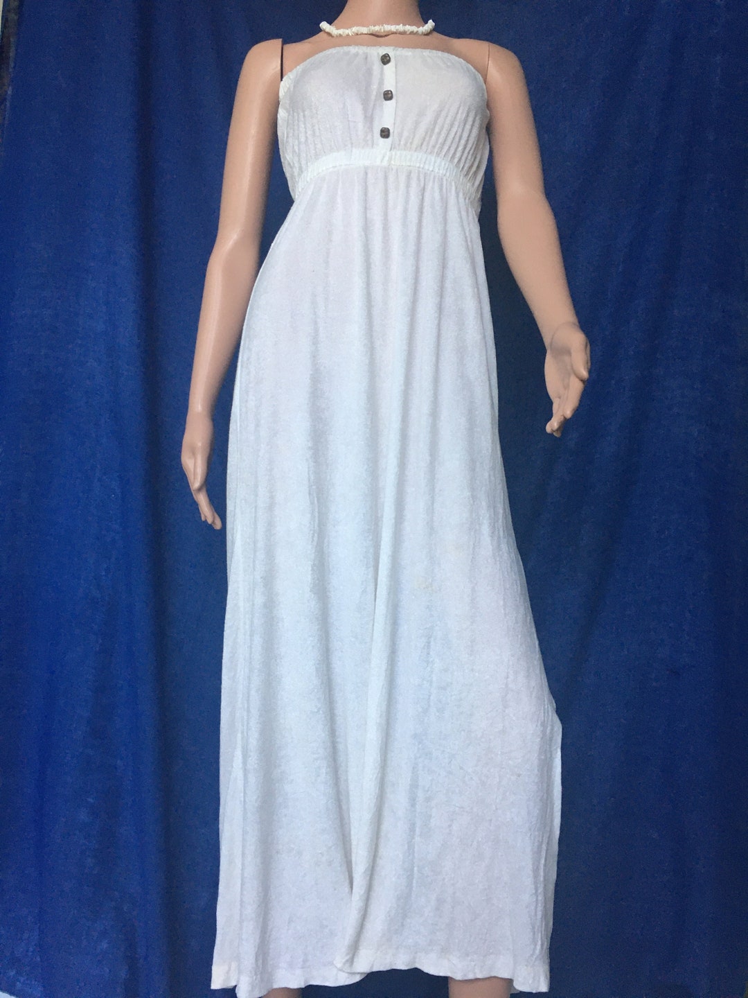Vintage Early 80s White Terry Cloth Maxi Dress W/ Side Split - Etsy