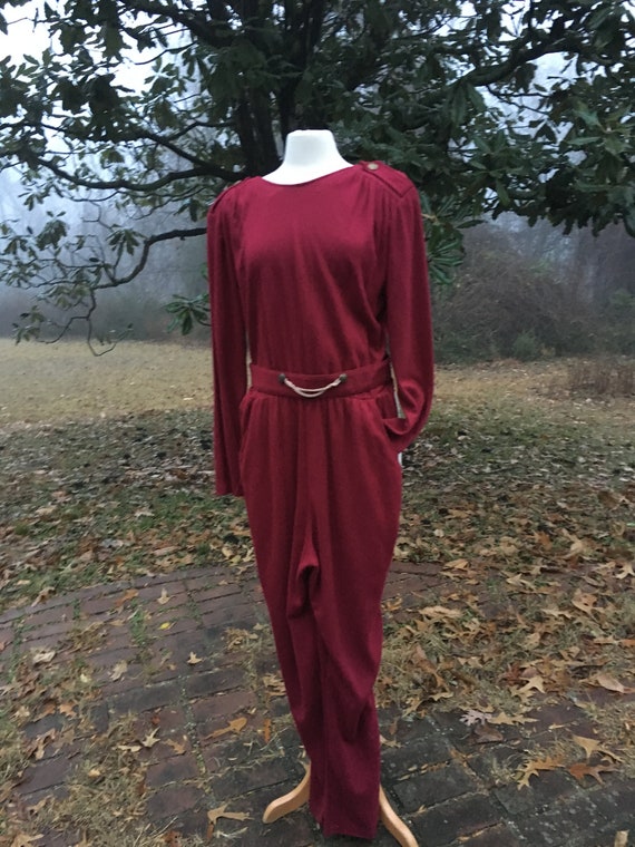 1980s sheer wine jumpsuit - Gem