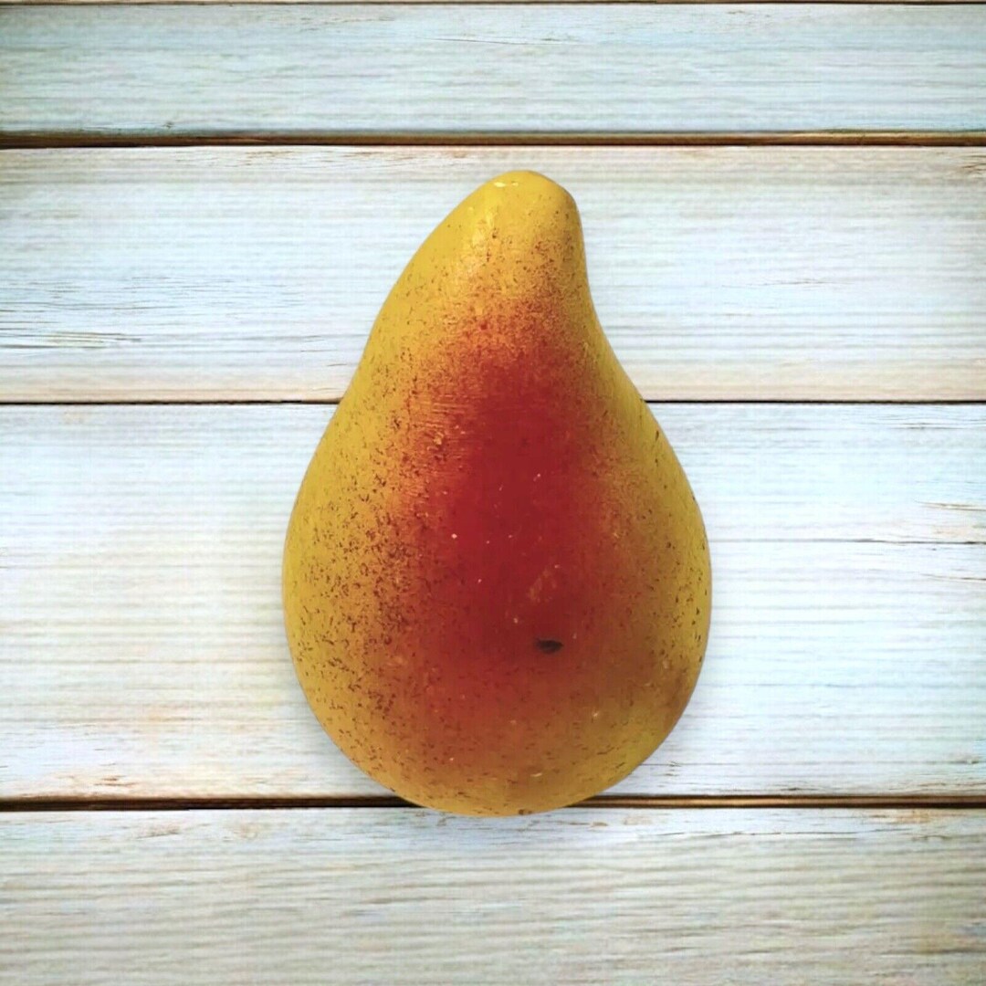 VTG Stone Fruit Pear Alabaster Yellow Red Speckled Realistic Food Decor ...