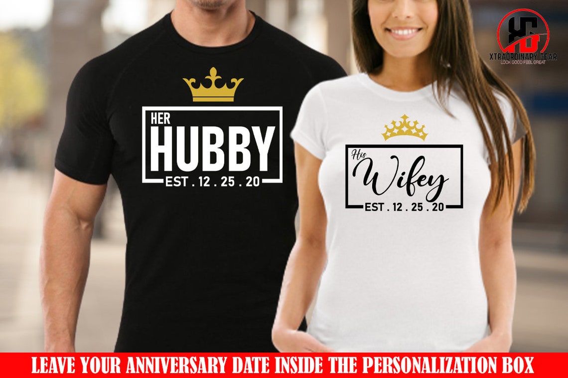 Hubby And Wifey Couples Anniversary Shirts Couple Shirts Etsy