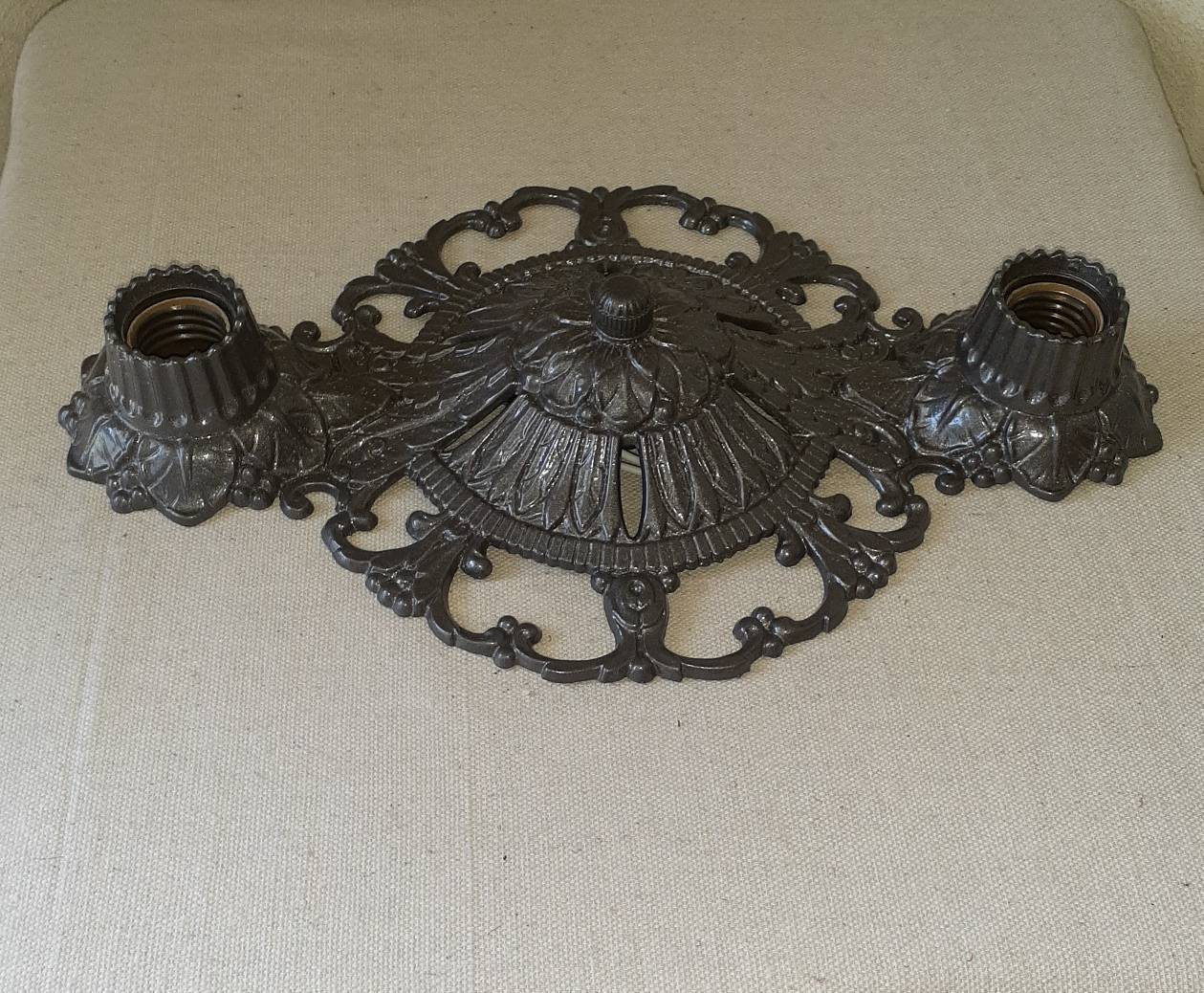 Antique Vintage 1920s 1930s Art Deco Victorian 2 Bulb Light Flush Mount ...