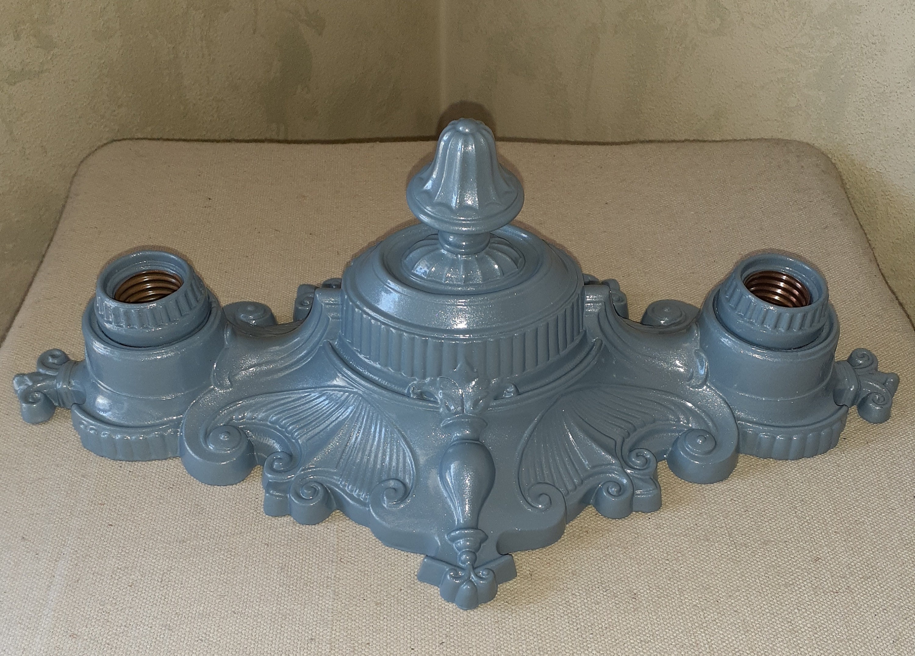 Antique Vintage 1920s 1930s Art Deco Victorian 2 Light Domed Flush ...