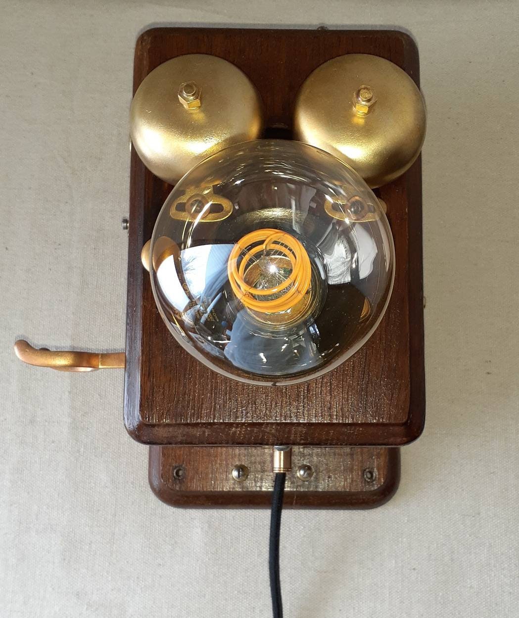 Antique Early Oak Wall Telephone Ringer Box Light Wall Mount Sconce ...