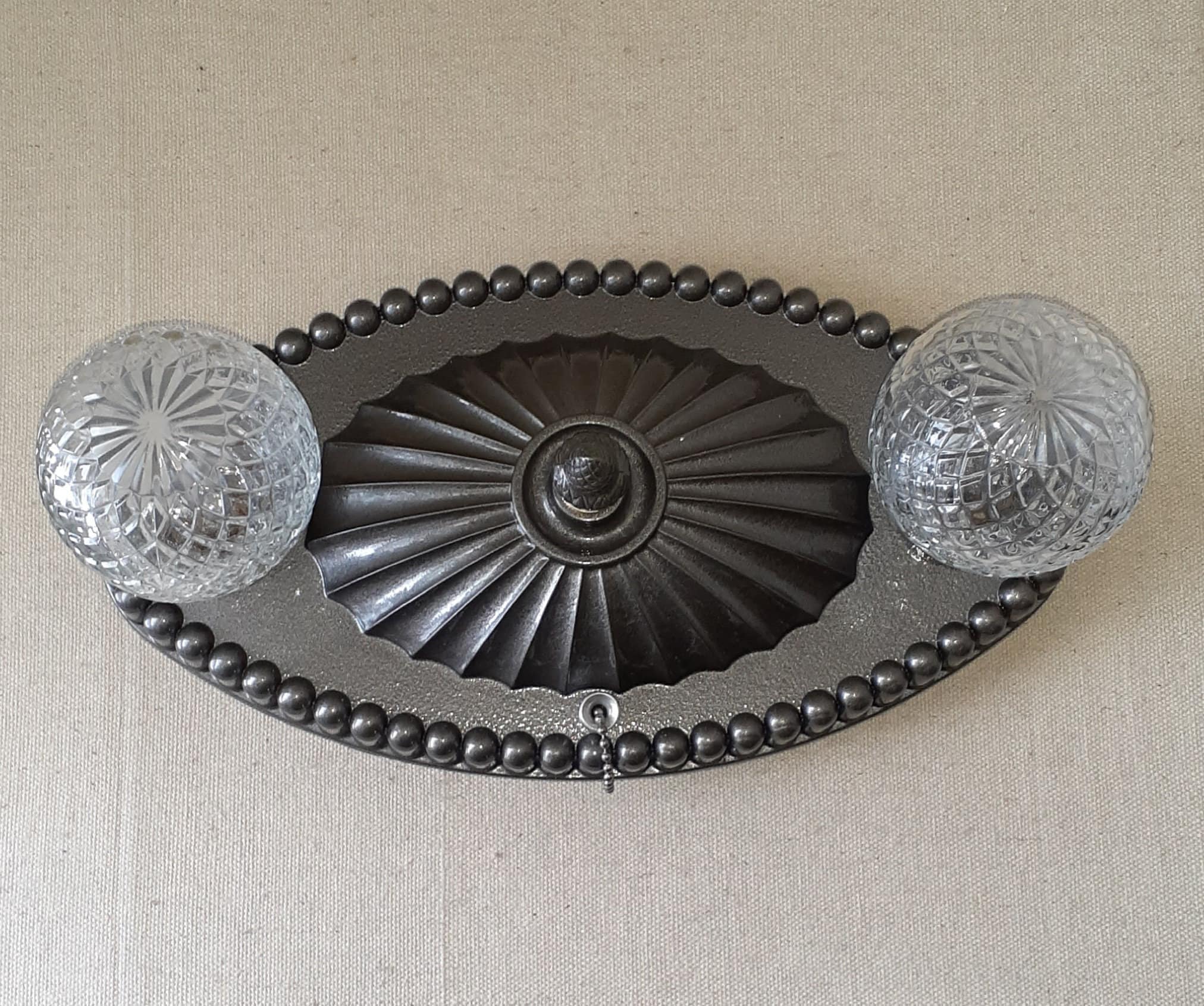 Antique 1920s 1930s Art Deco 2 Bulb Ceiling Light Fixture With Pull ...