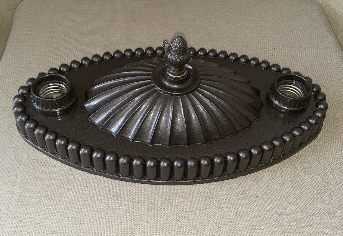Antique 1920s 1930s Art Deco 2 Bulb Ceiling Light Fixture With Pull ...