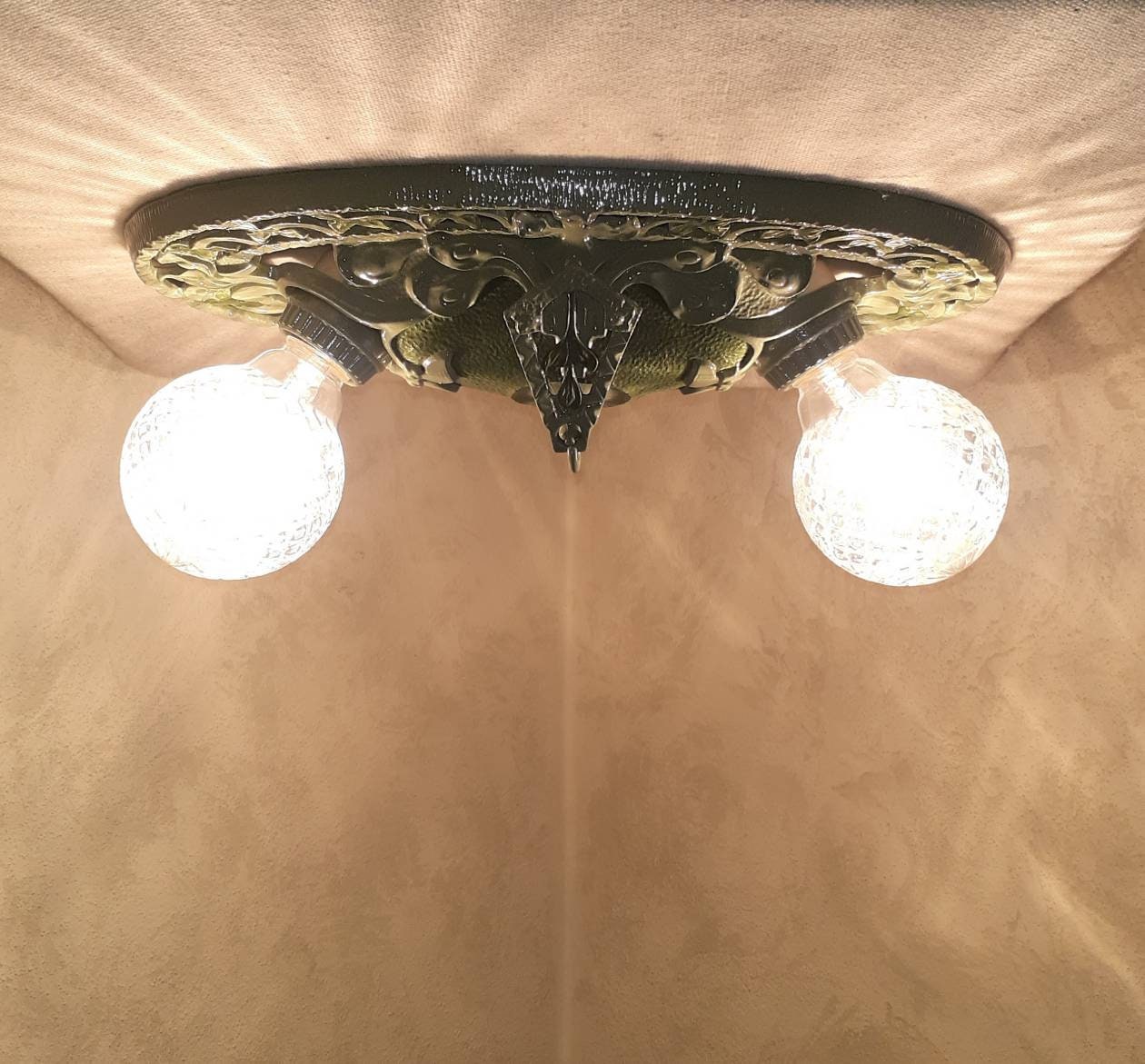 Antique Vintage 1920s 1930s Cast Iron Art Deco Victorian 2 Bulb Light ...