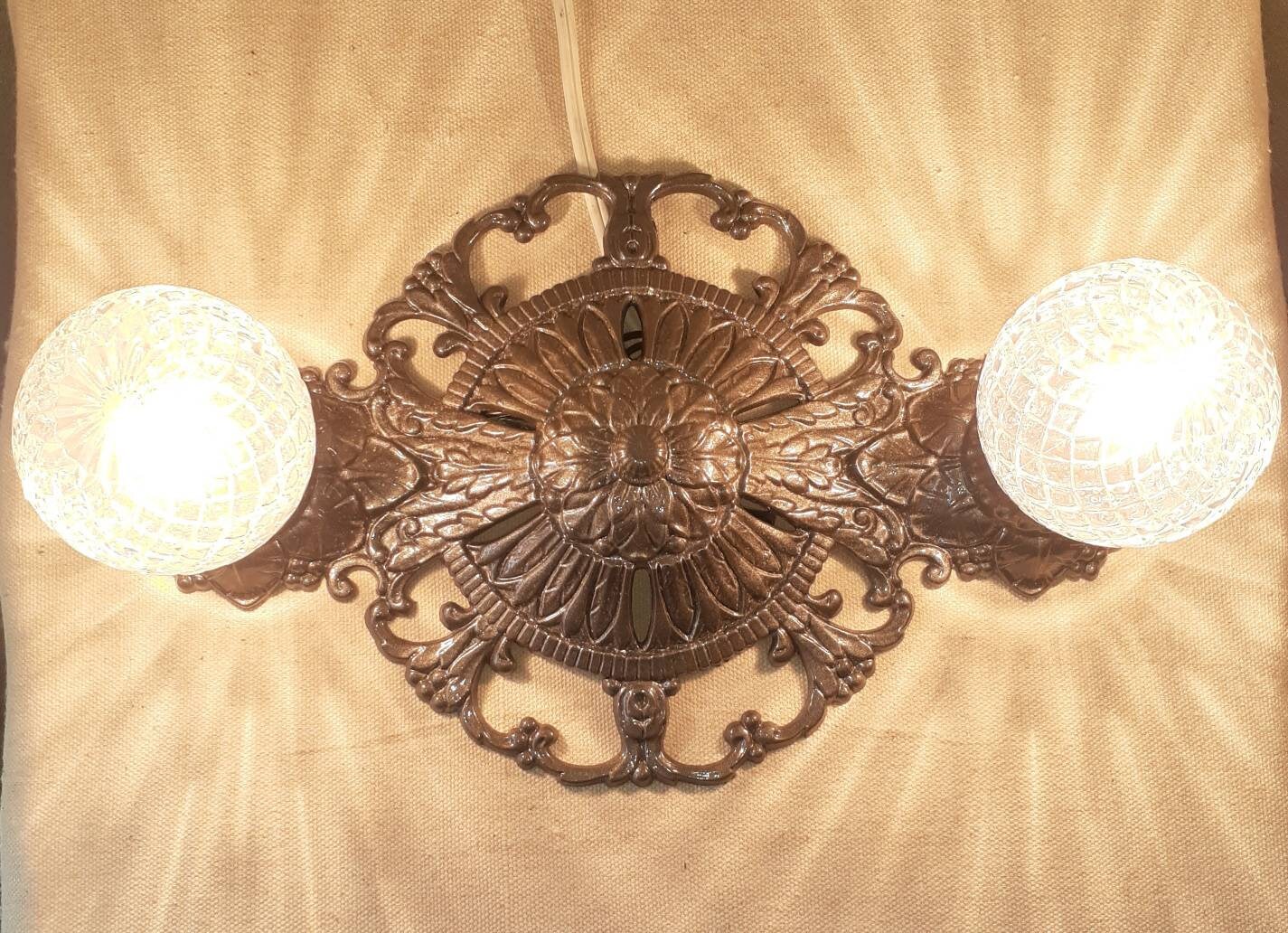 Antique Vintage 1920s 1930s Art Deco Victorian 2 Bulb Light Flush Mount ...