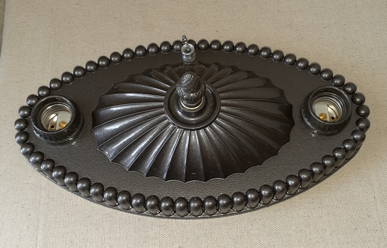 Antique 1920s 1930s Art Deco 2 Bulb Ceiling Light Fixture With Pull ...