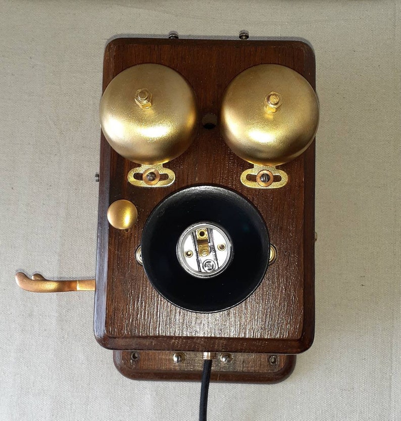 Antique Early Oak Wall Telephone Ringer Box Light Wall Mount Sconce ...