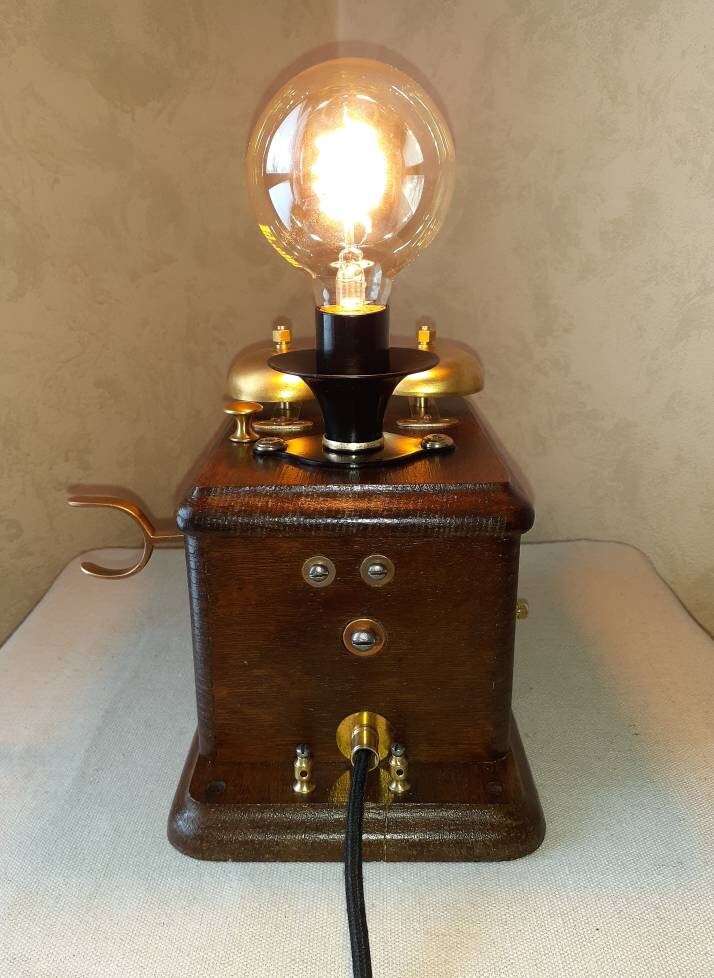 Antique Early Oak Wall Telephone Ringer Box Light Wall Mount - Etsy