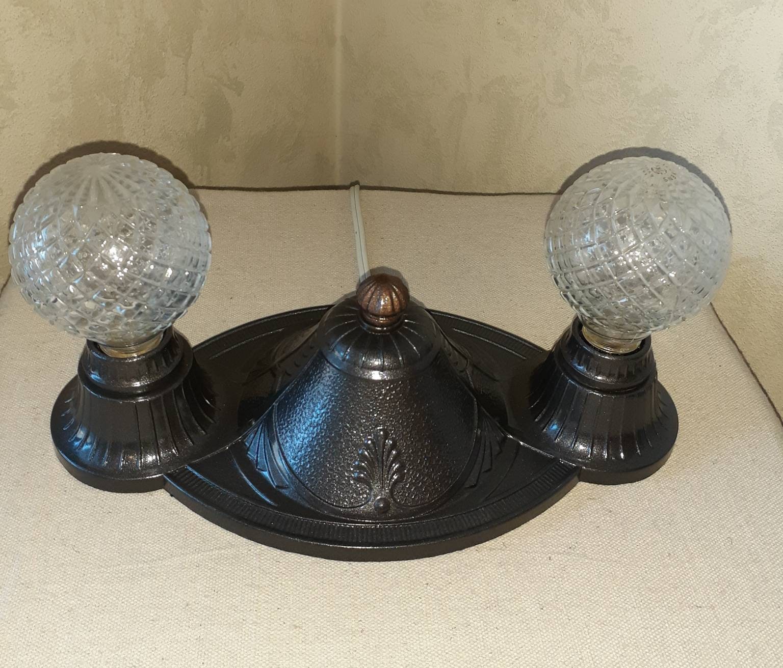 Antique Vintage 1920s 1930s Art Deco Victorian 2 Light Flush Mount ...