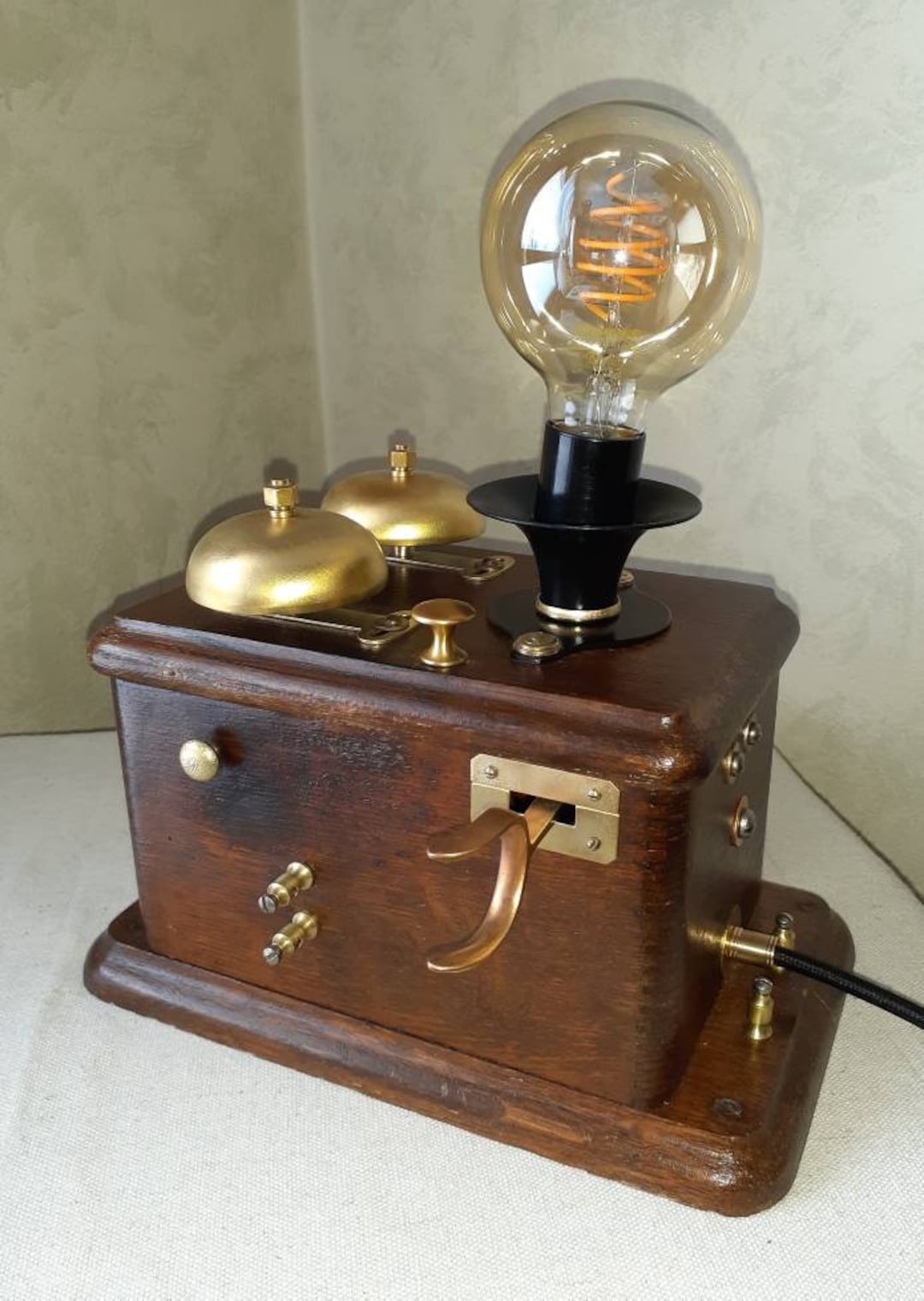 Antique Early Oak Wall Telephone Ringer Box Light Wall Mount - Etsy