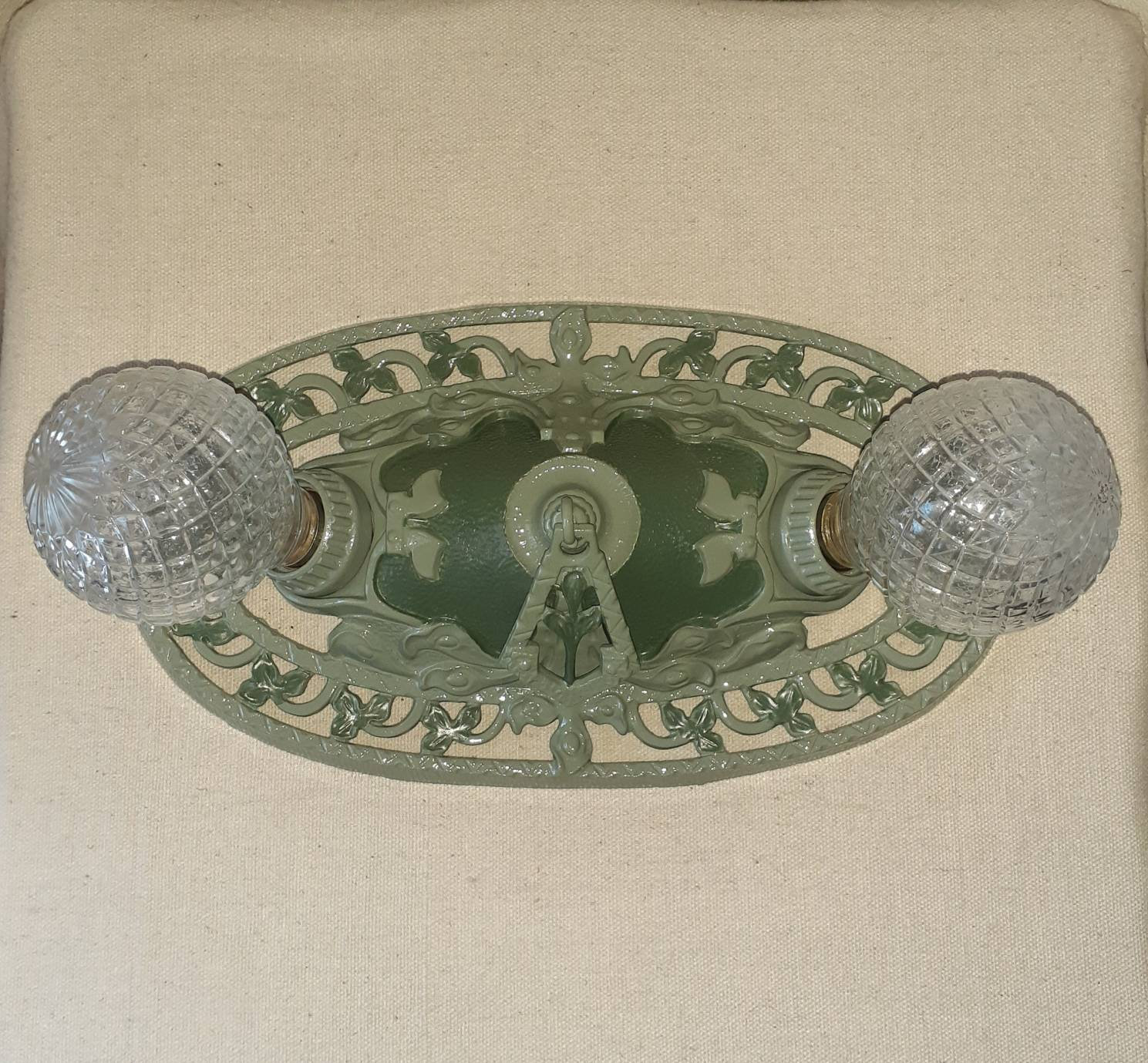 Antique Vintage 1920s 1930s Cast Iron Art Deco Victorian 2 Bulb Light ...