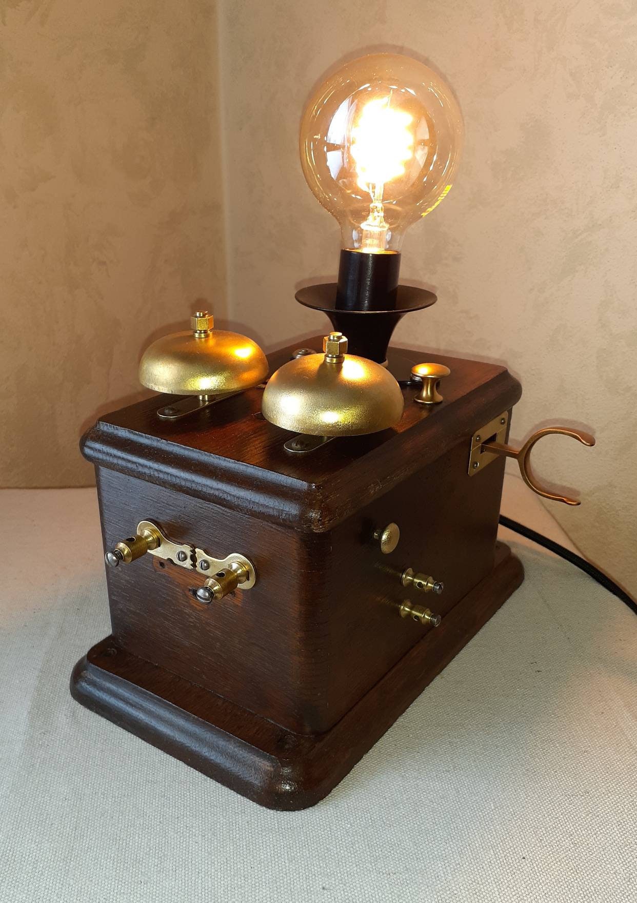 Antique Early Oak Wall Telephone Ringer Box Light Wall Mount - Etsy