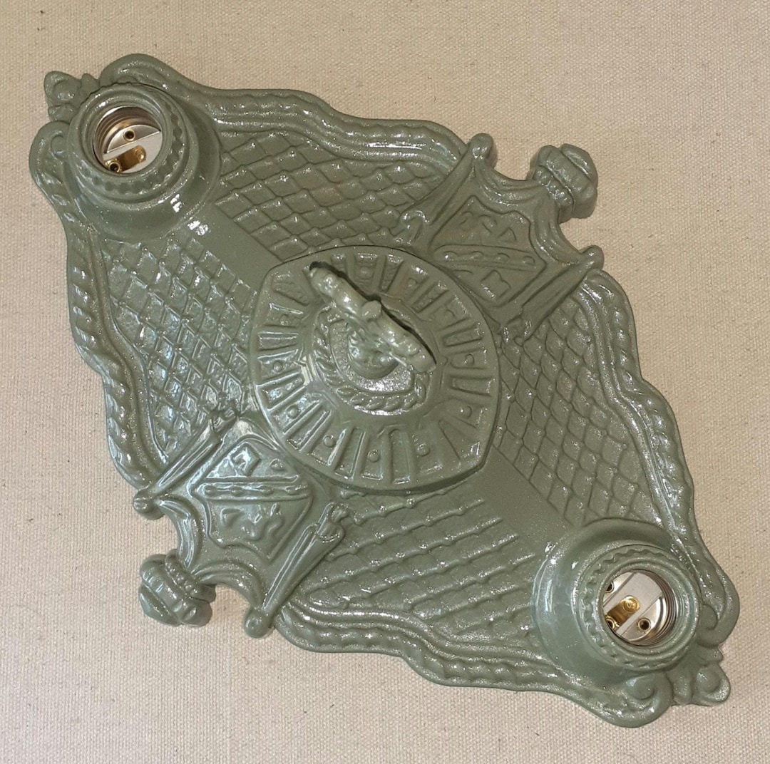 Antique Vintage 1920s 1930s 2 Bulb Light Flush Mount Ceiling Fixture ...