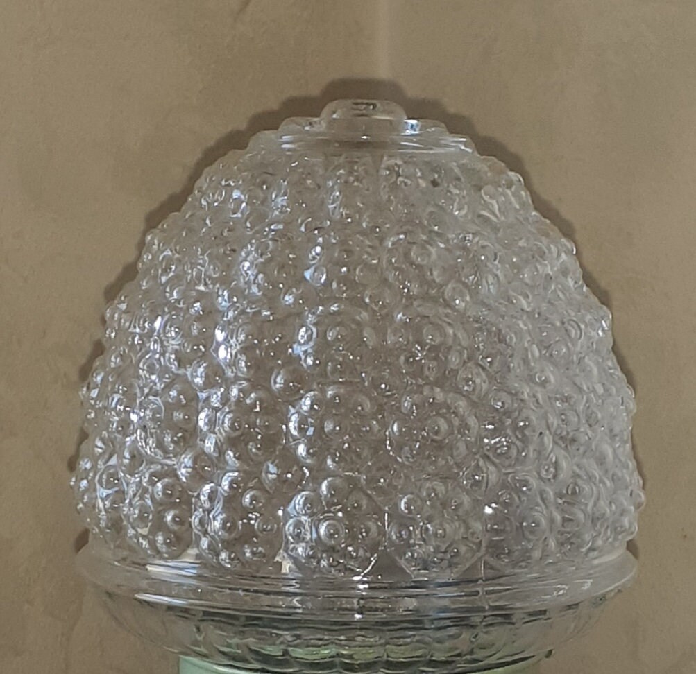 Antique Flush Mount Ceiling Fixture Raised Hobnail Glass Globe With ...