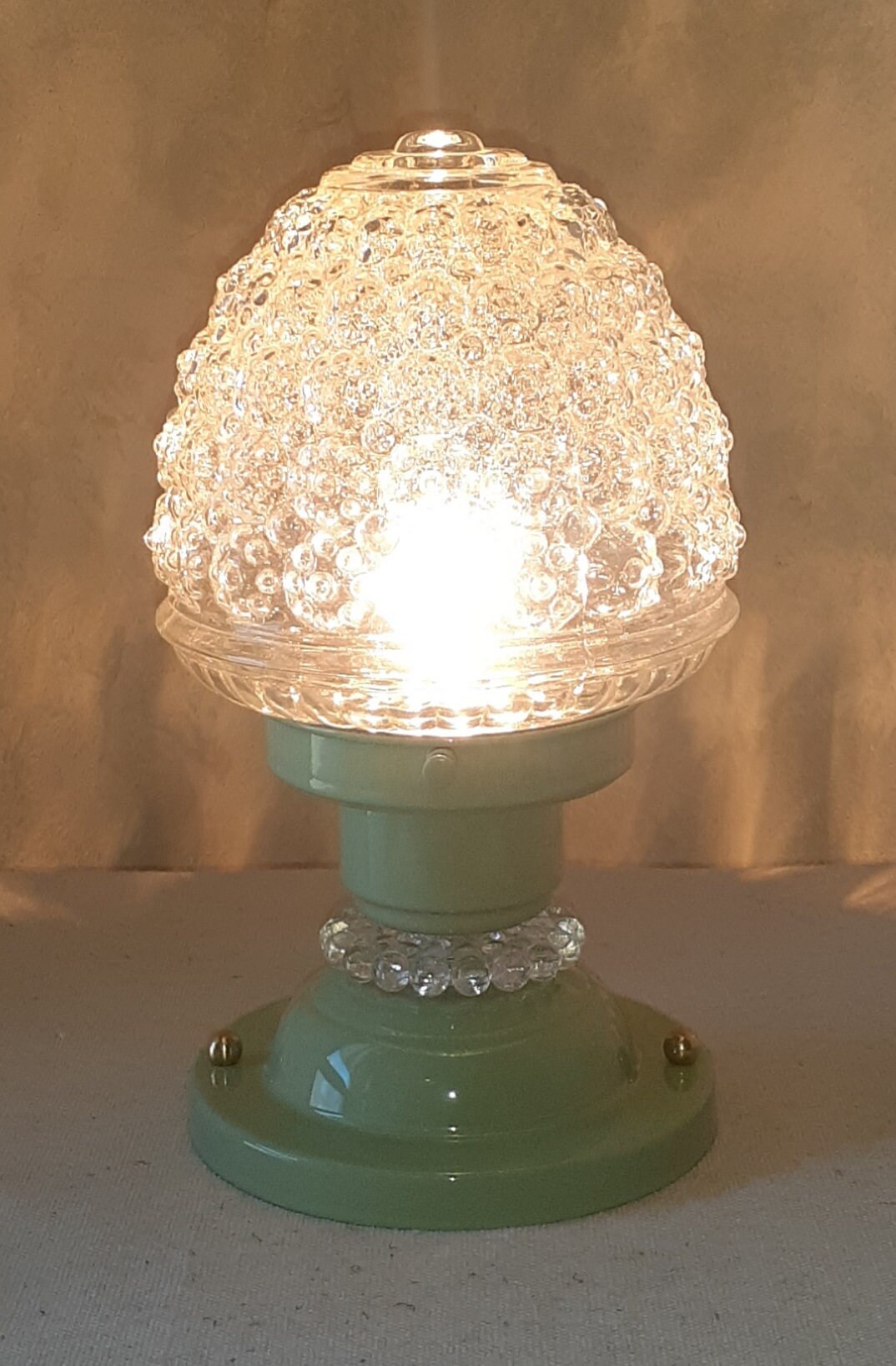 Antique Flush Mount Ceiling Fixture Raised Hobnail Glass Globe With ...