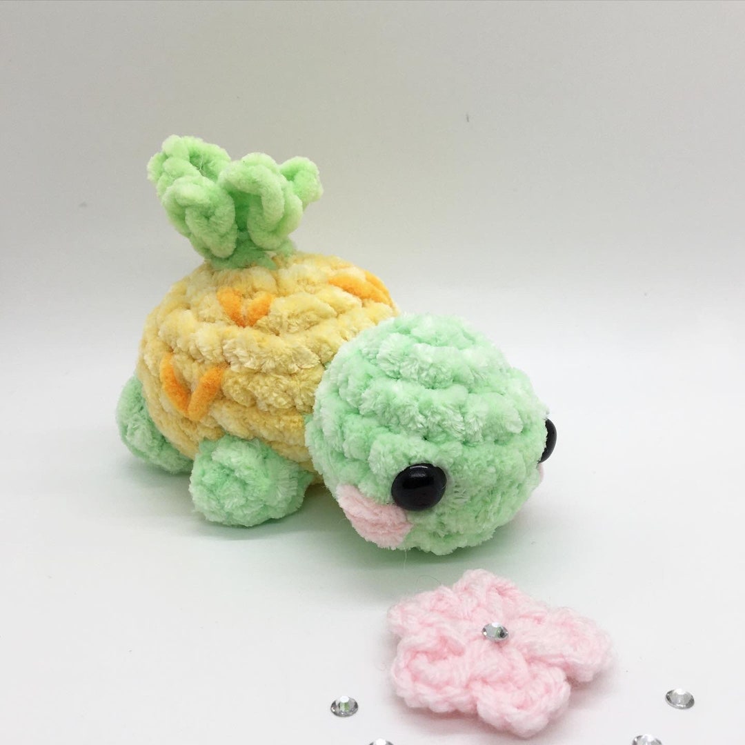 Crochet Pineapple Turtle: Plush Toy, Desk Decor - Etsy