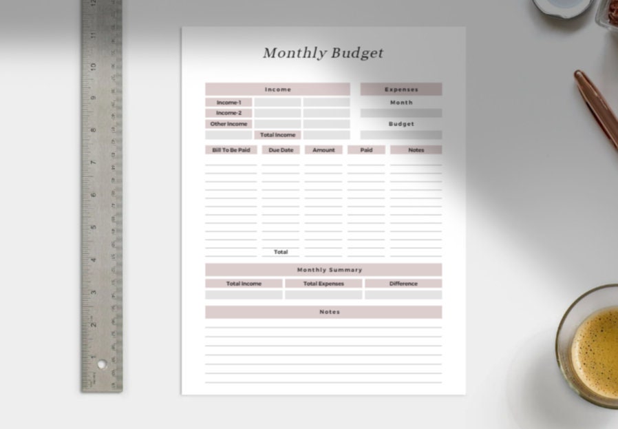 Simple Modern Printable Monthly Budget Planner Sheet - Etsy