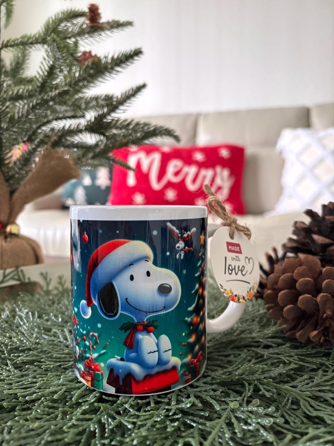 Snoopy Christmas Mug, Custom Holiday Coffee Mug, Festive Xmas Mug ...