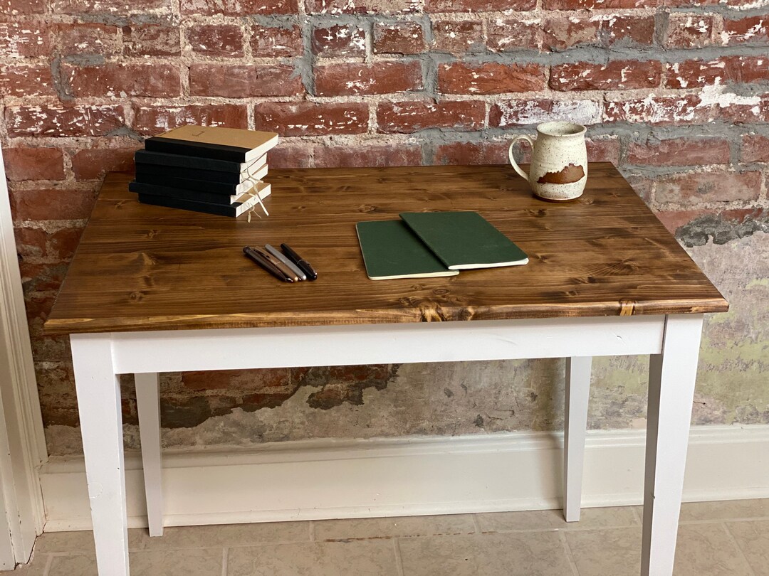 Handcrafted Wooden Desk – Solid Wood Desk for Home Office, Rustic ...