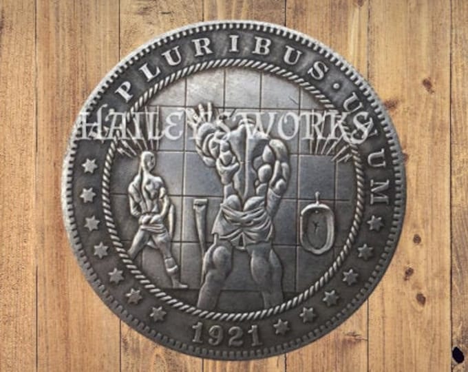 Hobo Nickel Man Prison Jail Using the Bathroom Morgan Dollar Silver ...