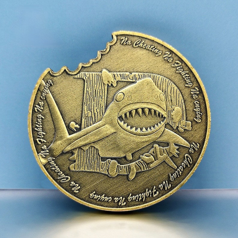 Shark Bite Attack Surfer Lucky Coin Ocean Commemorative Island - Etsy