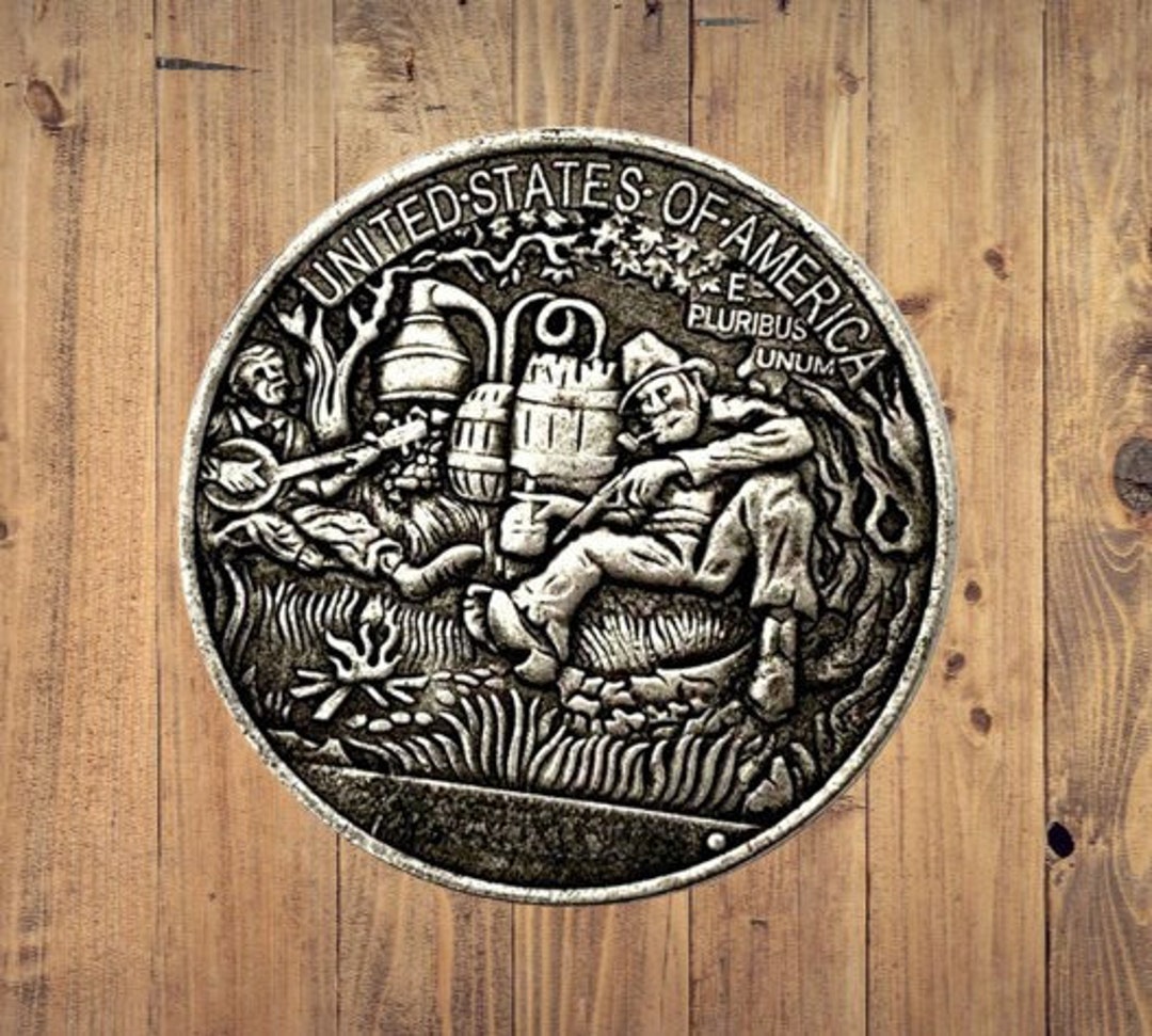 Hobo Coin Drunk Hillbilly Drinking Moonshine Smoking Pipe Playing Banjo ...